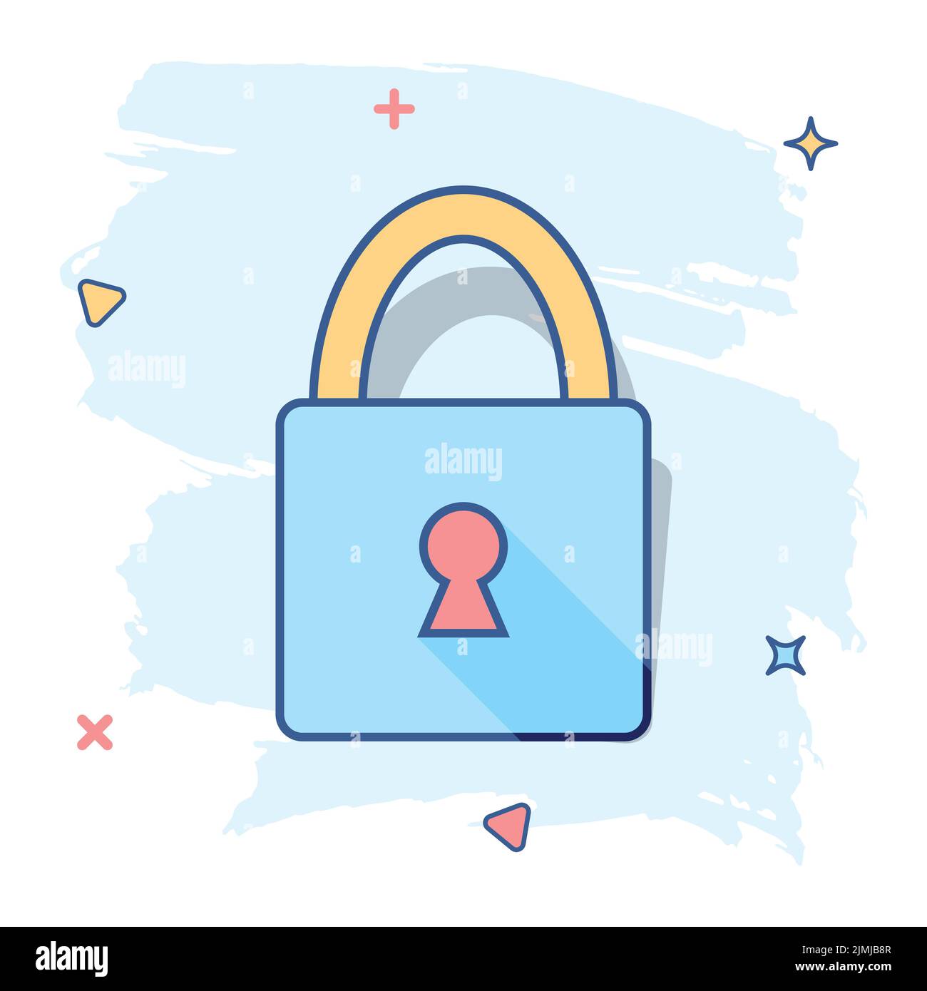 Cartoon padlock icon in comic style. Lock, unlock illustration ...