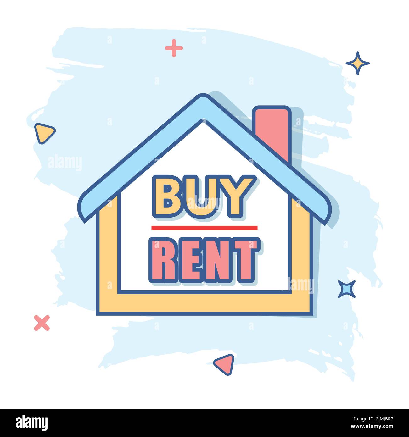 Vector cartoon buy or rent house icon in comic style. House sign ...