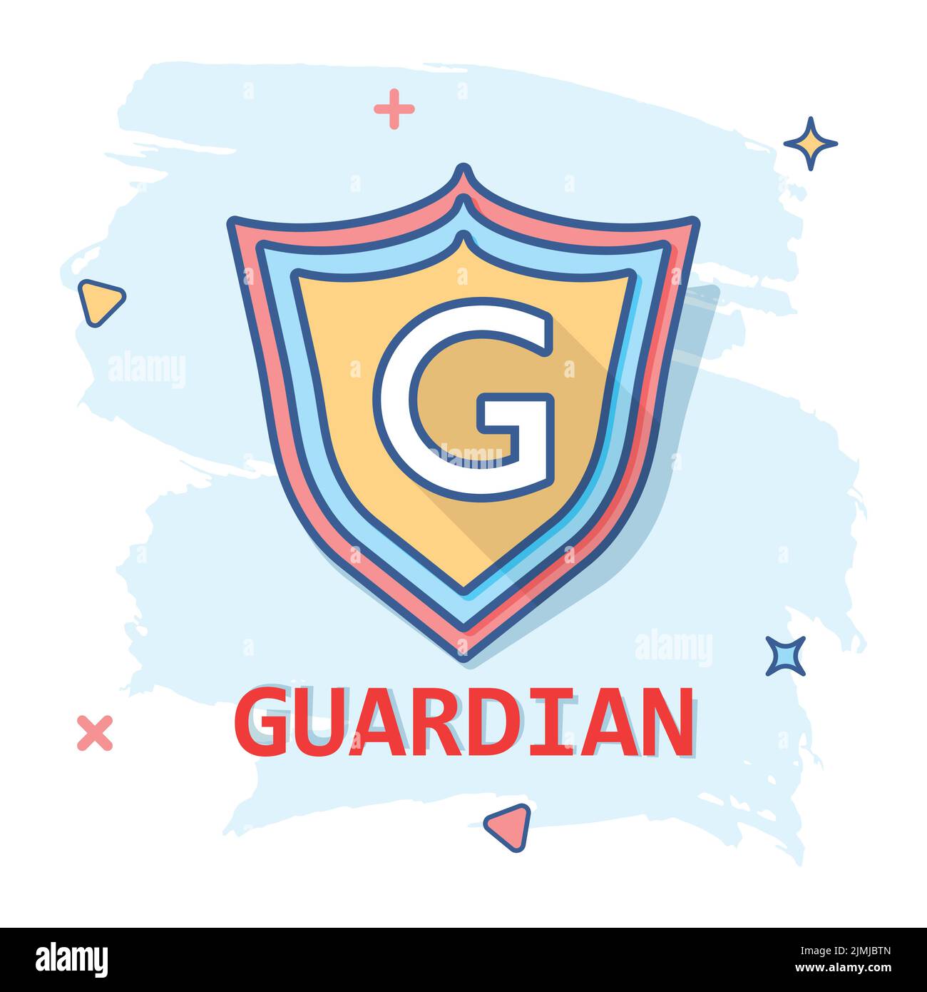 Vector cartoon shield protection icon in comic style. Protect guardian ...