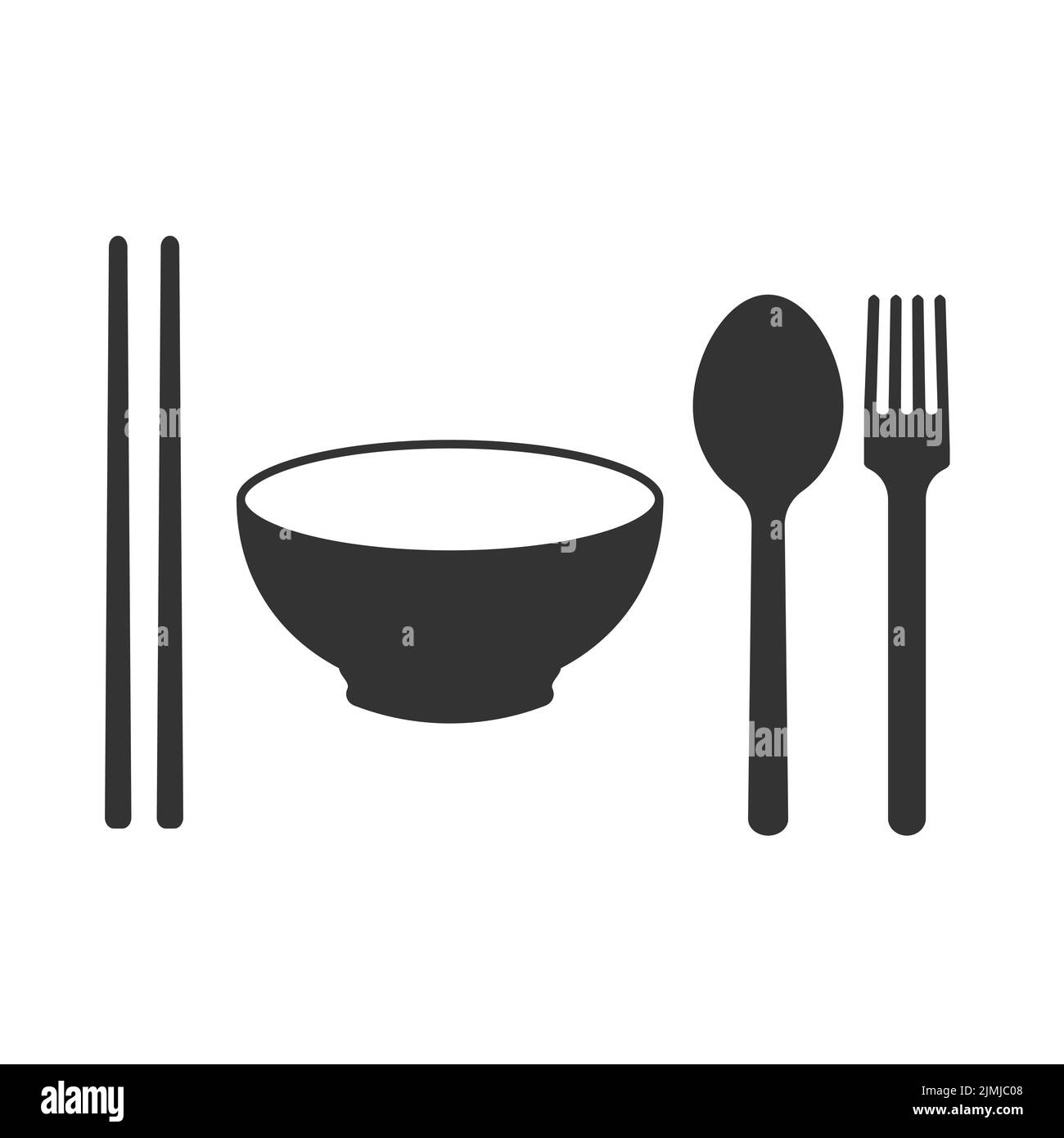 Spoon, fork, chopsticks and bowl icon isolated. Vector illustration ...