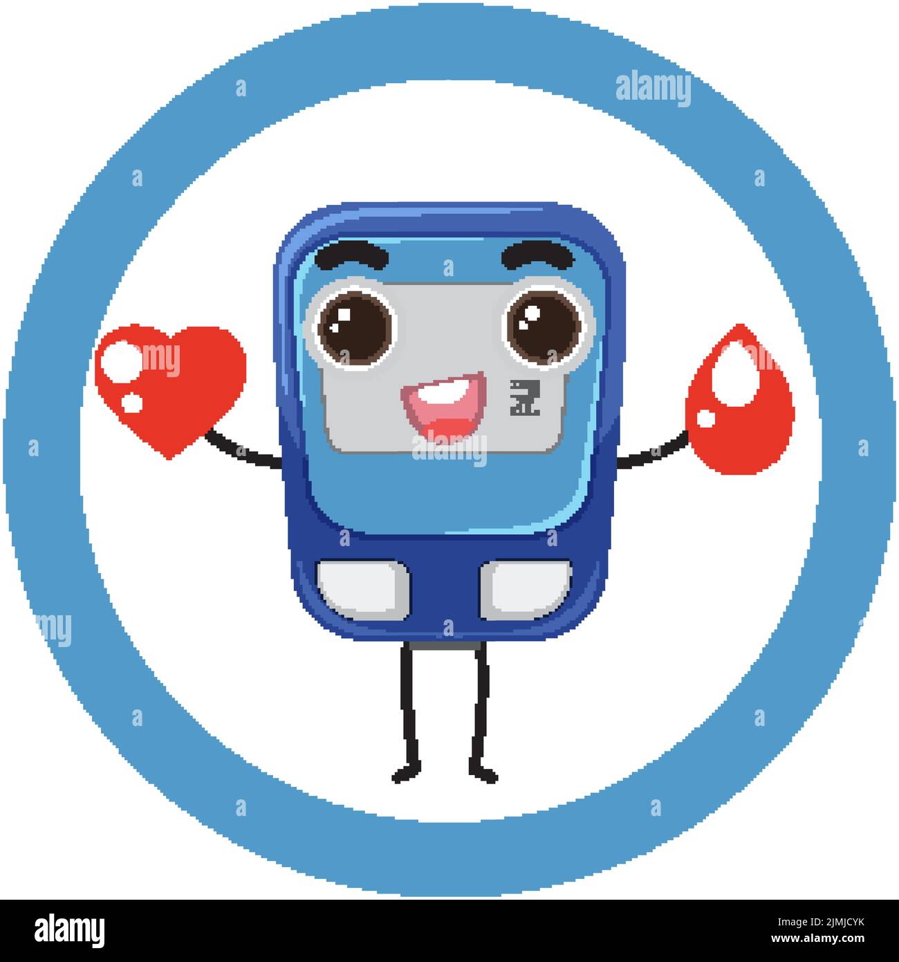 Blood glucose monitoring device cartoon character illustration Stock ...