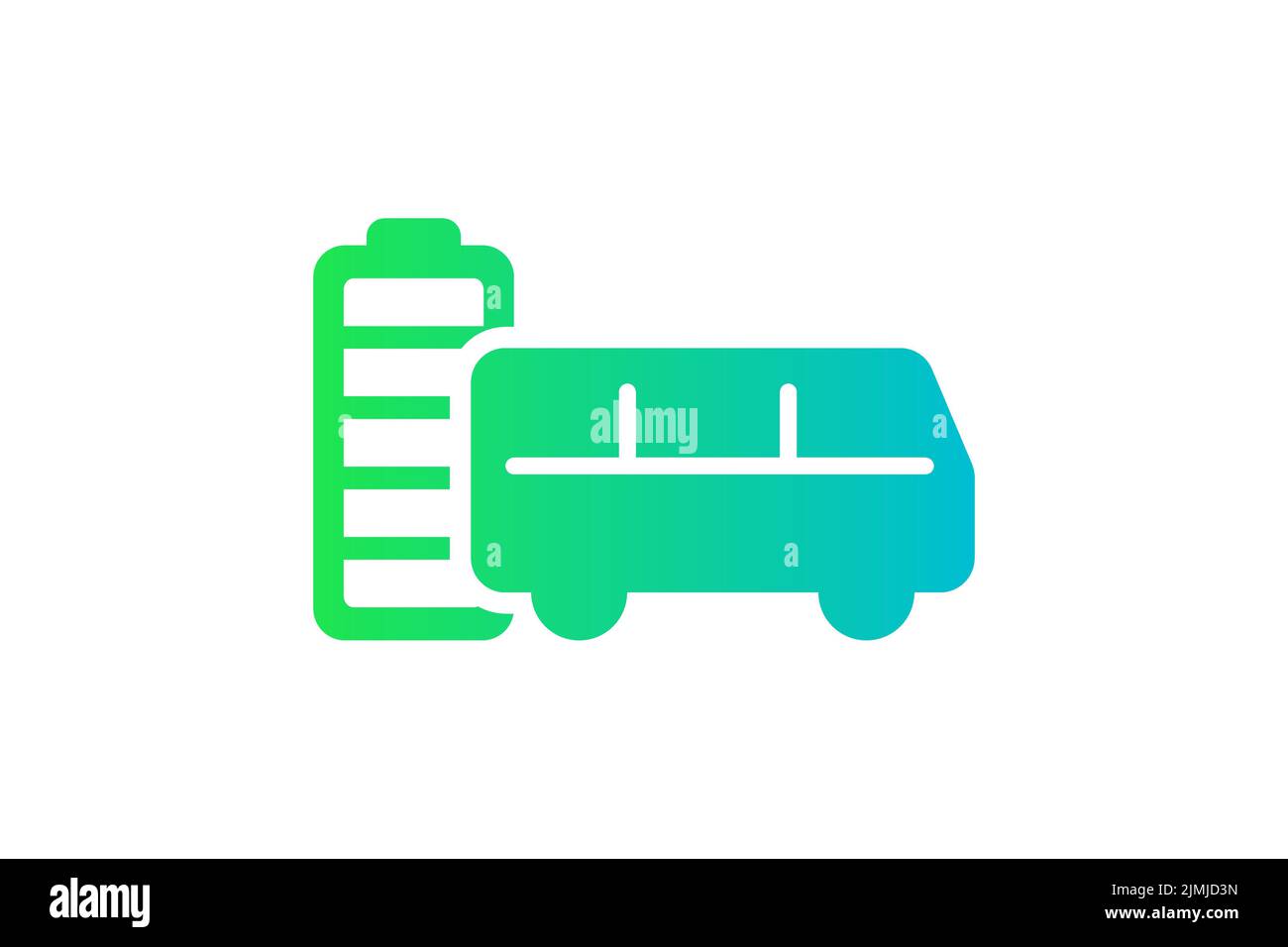 Electric bus with fully charged battery energy indicator green gradient ...