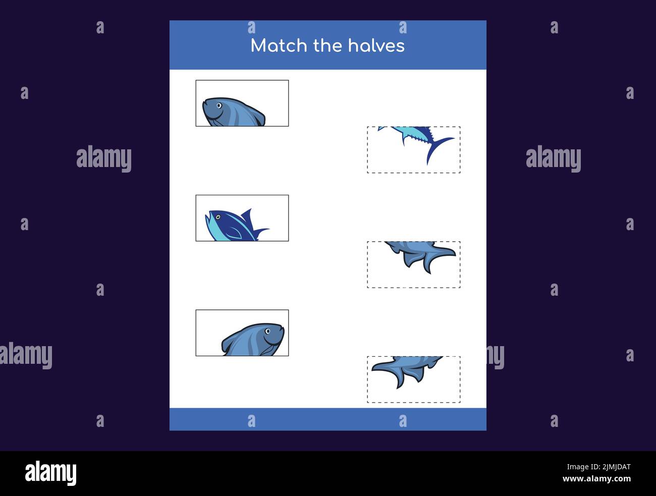Matching game. Match halves of fish. Educational game for children ...