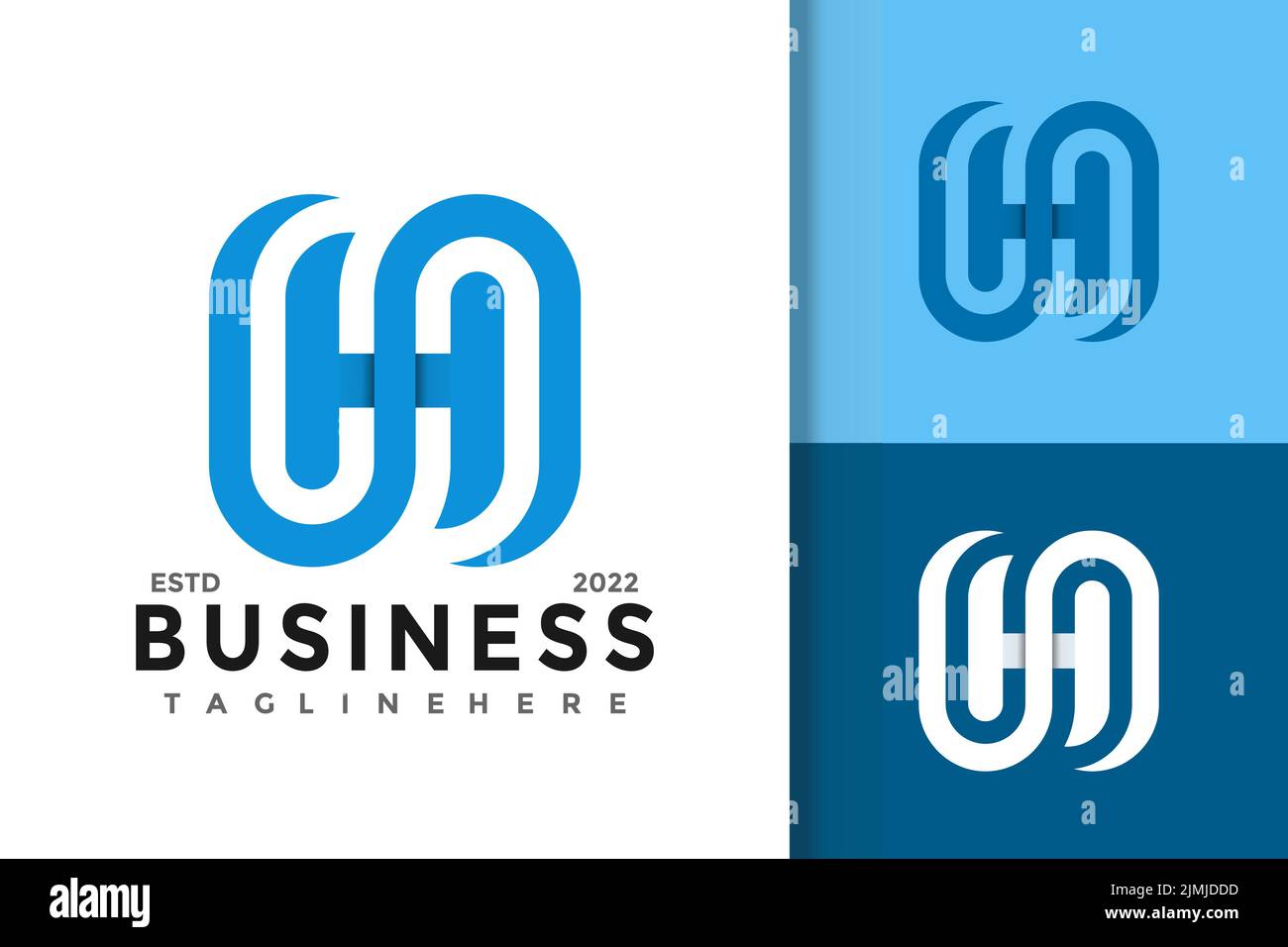 A modern blue logo design for a company with a monogram of the letter H ...