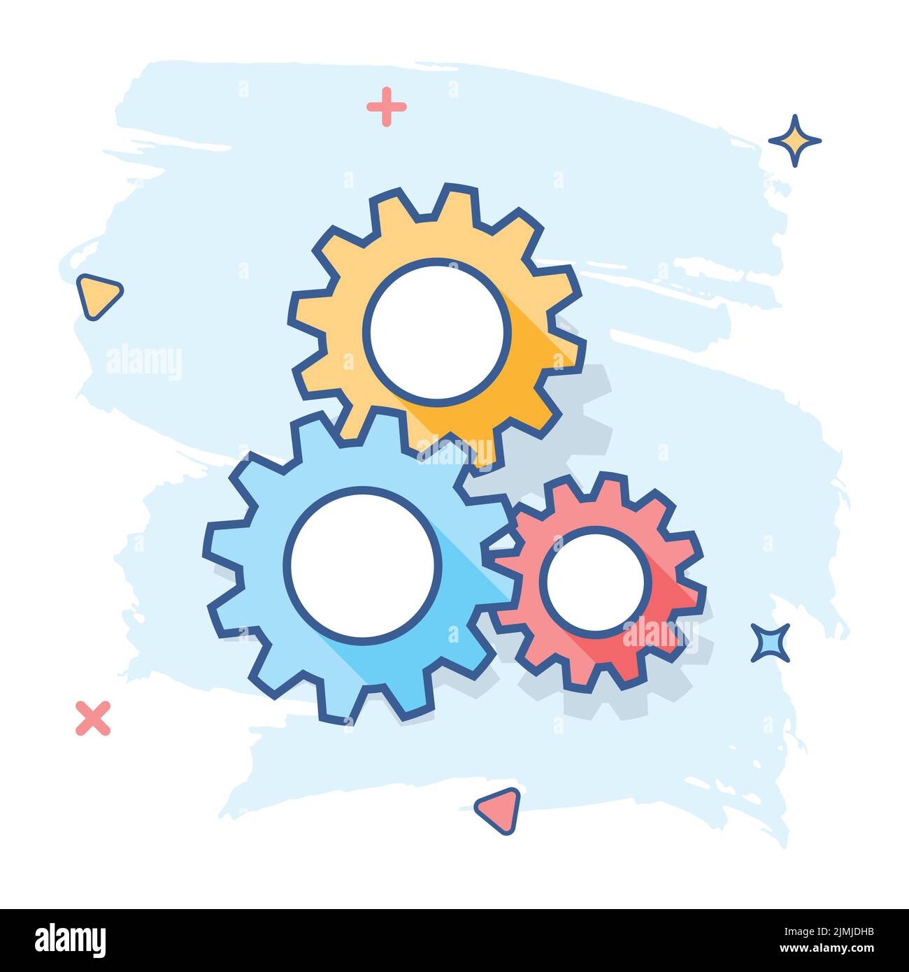 Cartoon gear icon in comic style. Gearwheel illustration pictogram ...