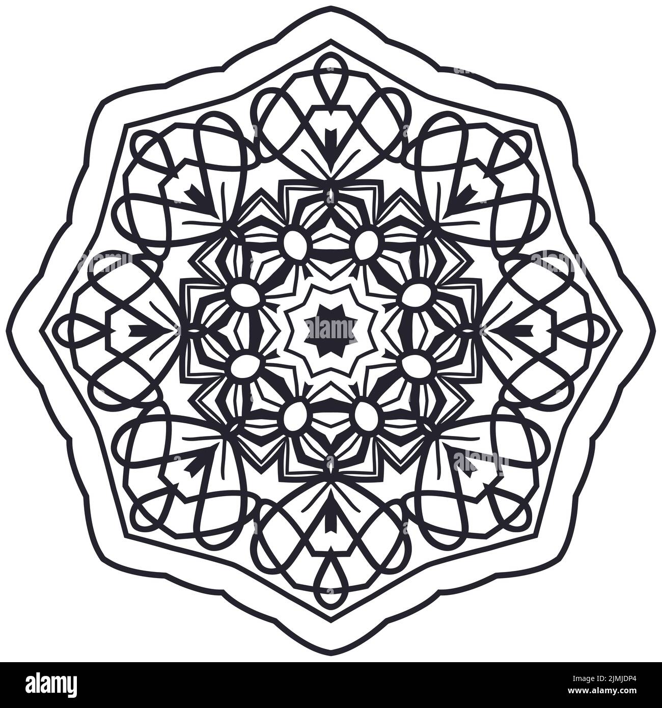A black mandala pattern sketch on a white background Stock Vector Image ...