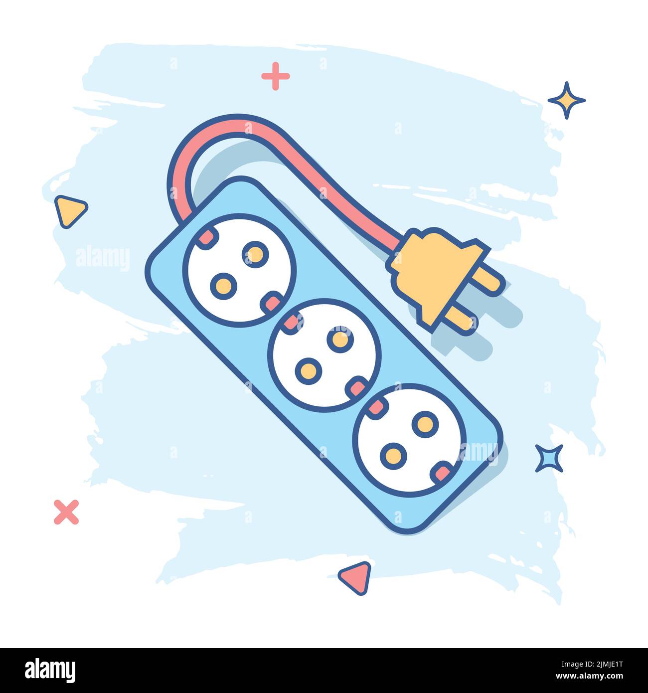 Vector cartoon extension cord sign icon in comic style. Electric power ...