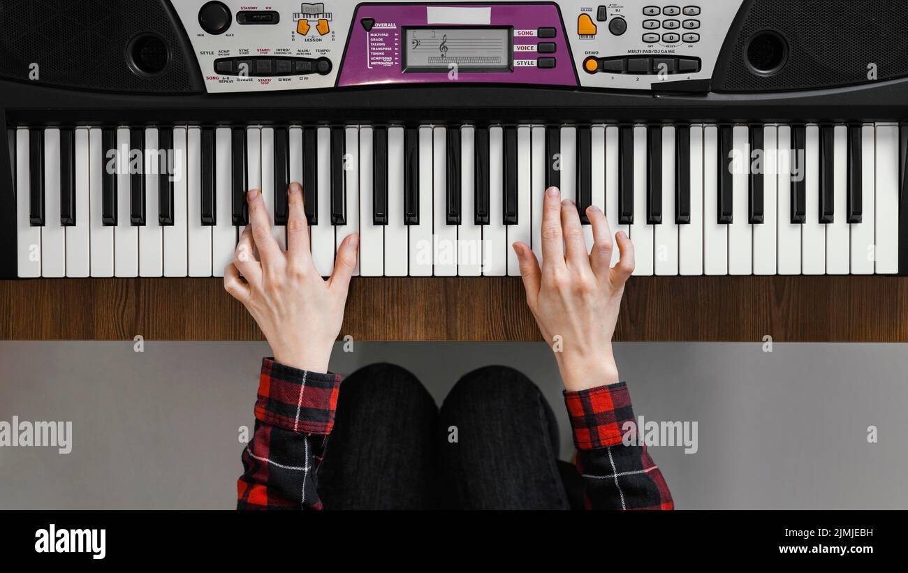 Female pianist hands closeup and piano keyboard hi-res stock ...