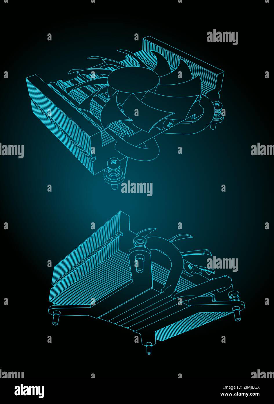 Stylized vector illustration of drawings of CPU cooler Stock Vector ...