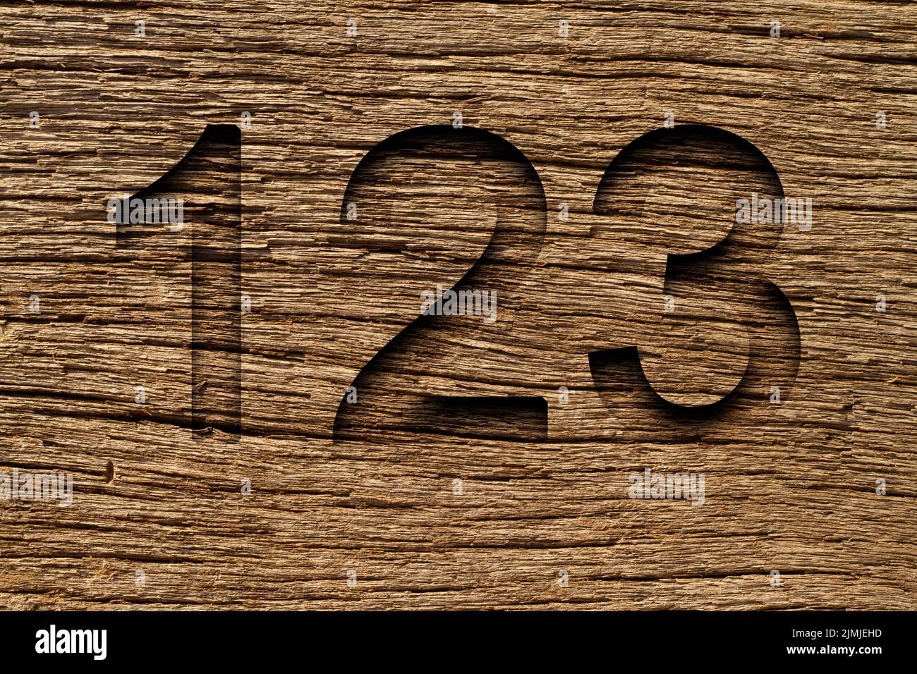 old wood texture with the numbers one, two and three engraved Stock ...