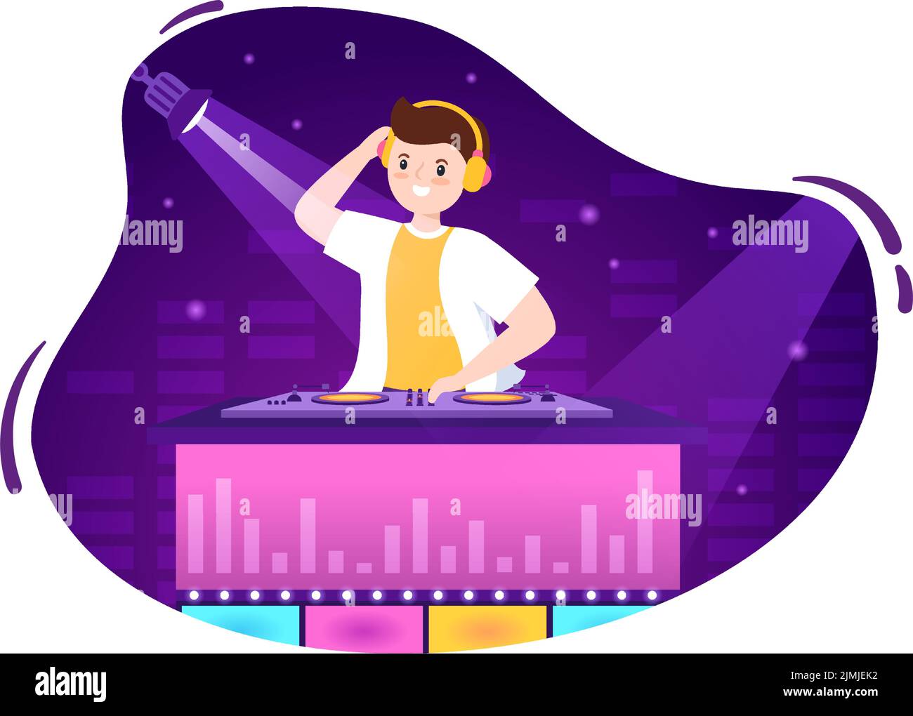 Night Club Cartoon Illustration with Nightlife like a Young People ...