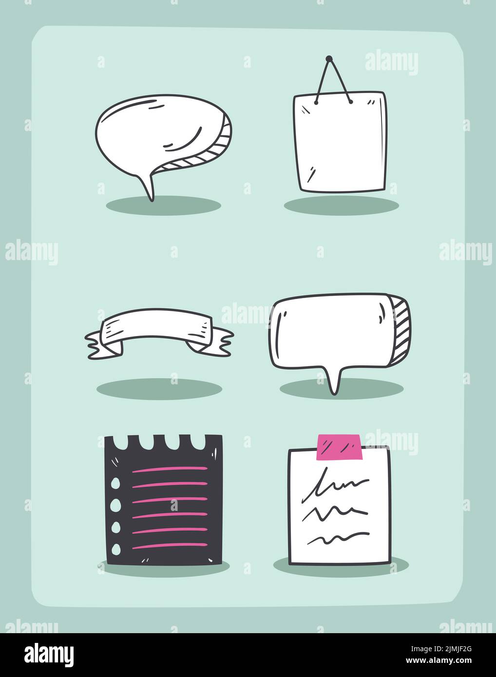 six flat notes and daily icons Stock Vector Image & Art - Alamy