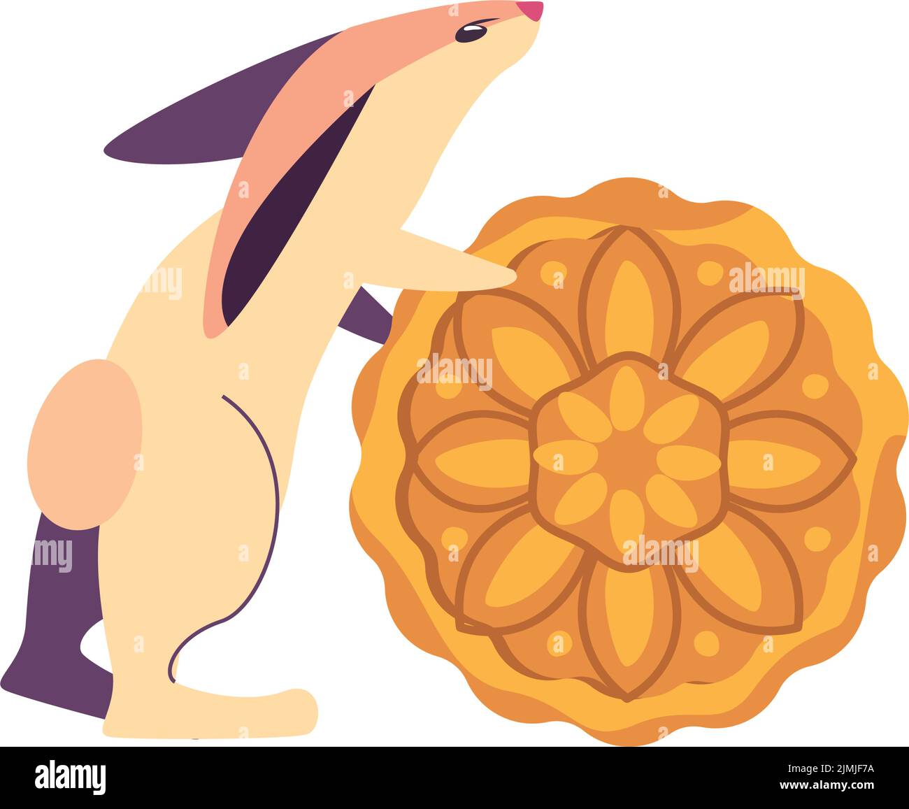 flat bunny with chinese mooncake Stock Vector Image & Art - Alamy