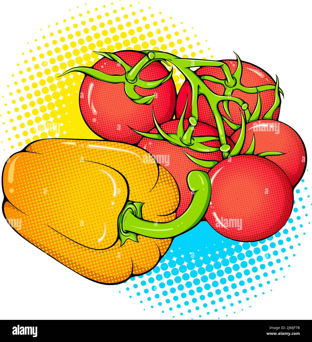 Still life with vegetables Pop Art style sticker Stock Vector Image ...