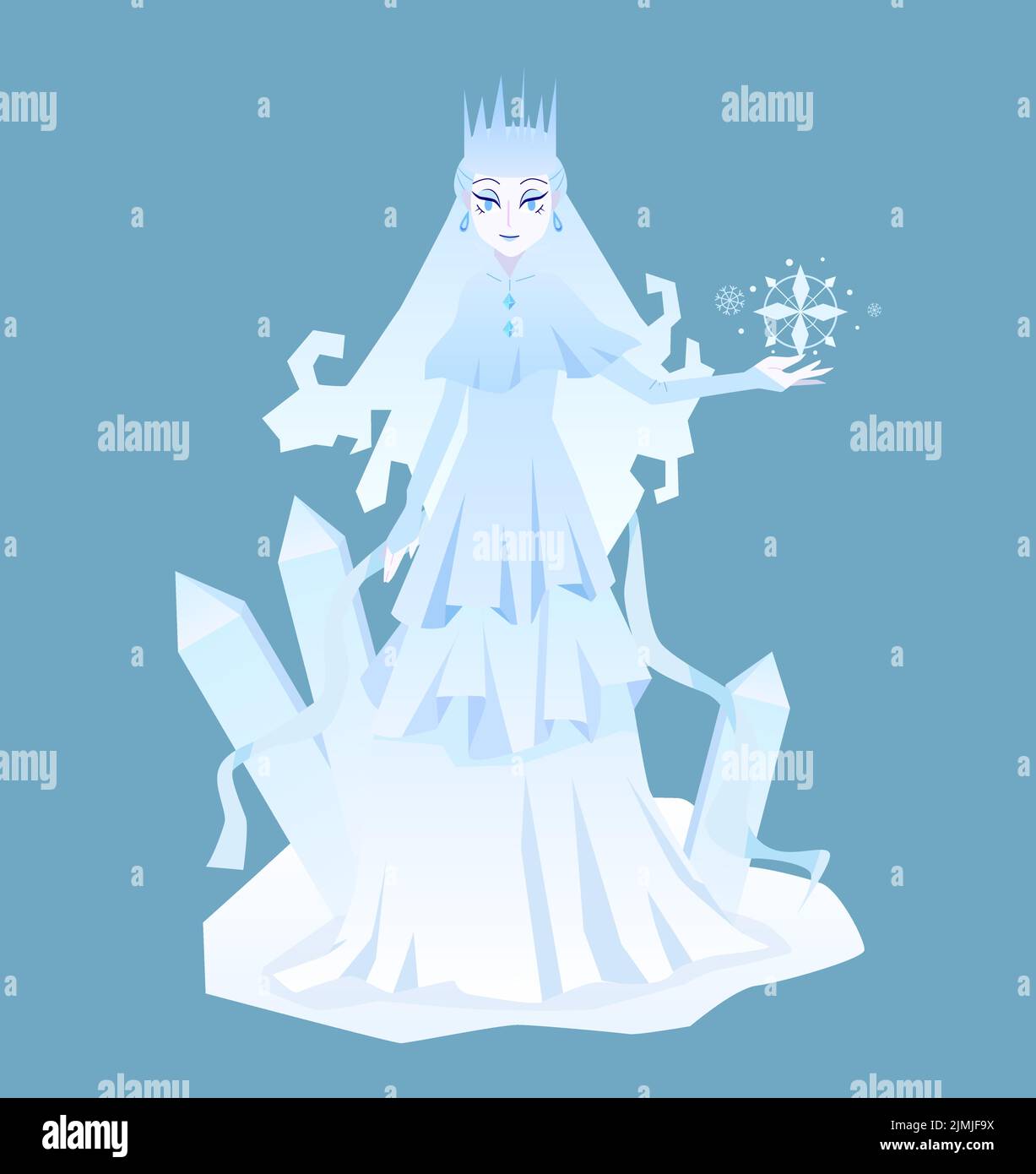 Flat illustration of cold snow witch with ice crystals Stock Vector ...