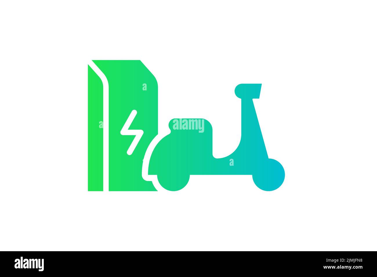 Electric motorbike charging in charger station icon. Electrical moped ...