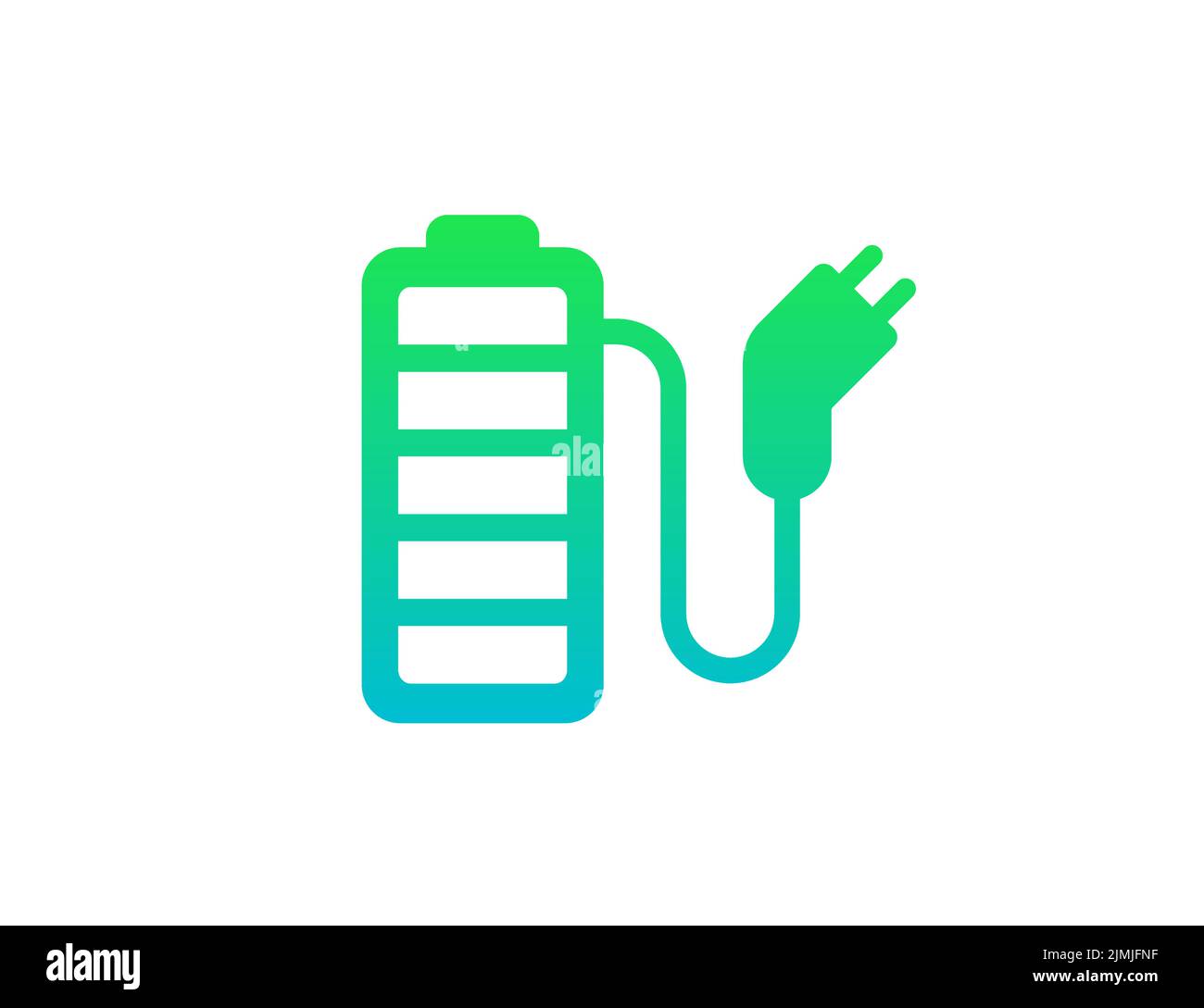 Rechargeable battery with cord and electric charging connector icon ...