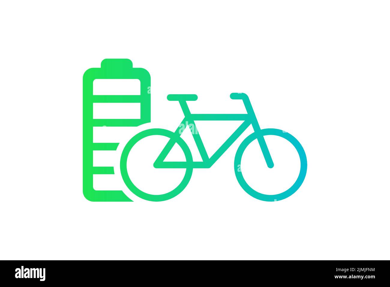 Electric bicycle fully charged battery energy indicator green gradient ...