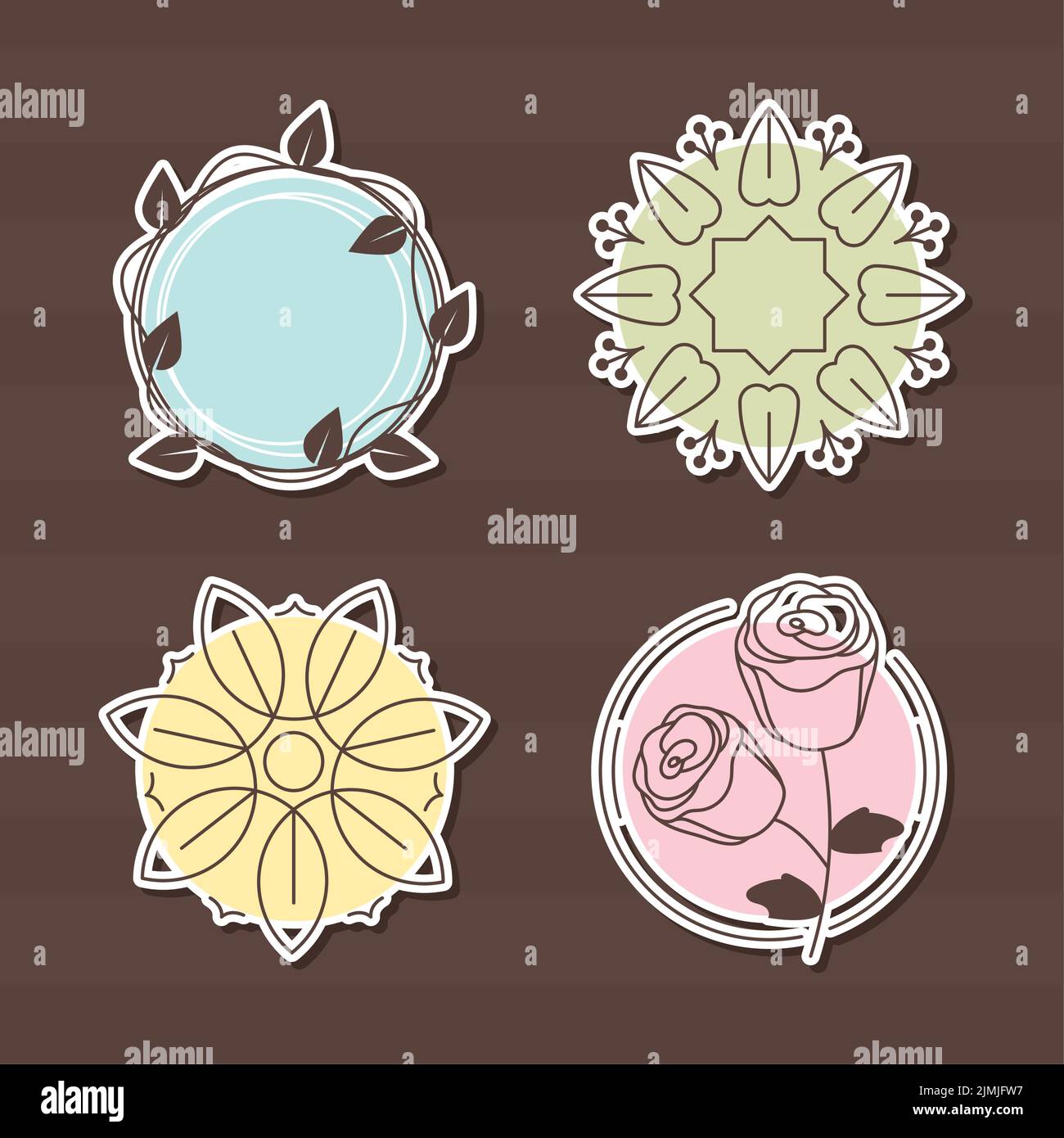 floral badges icon set Stock Vector Image & Art - Alamy