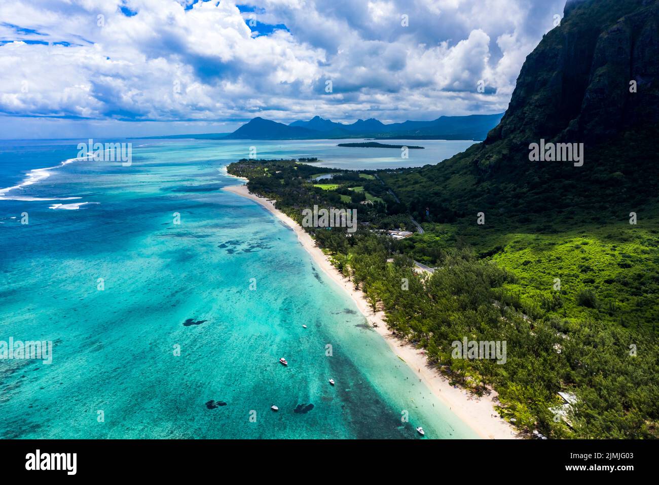 Aerial view, le Morne mountain, Mauritius, Africa Stock Photo - Alamy