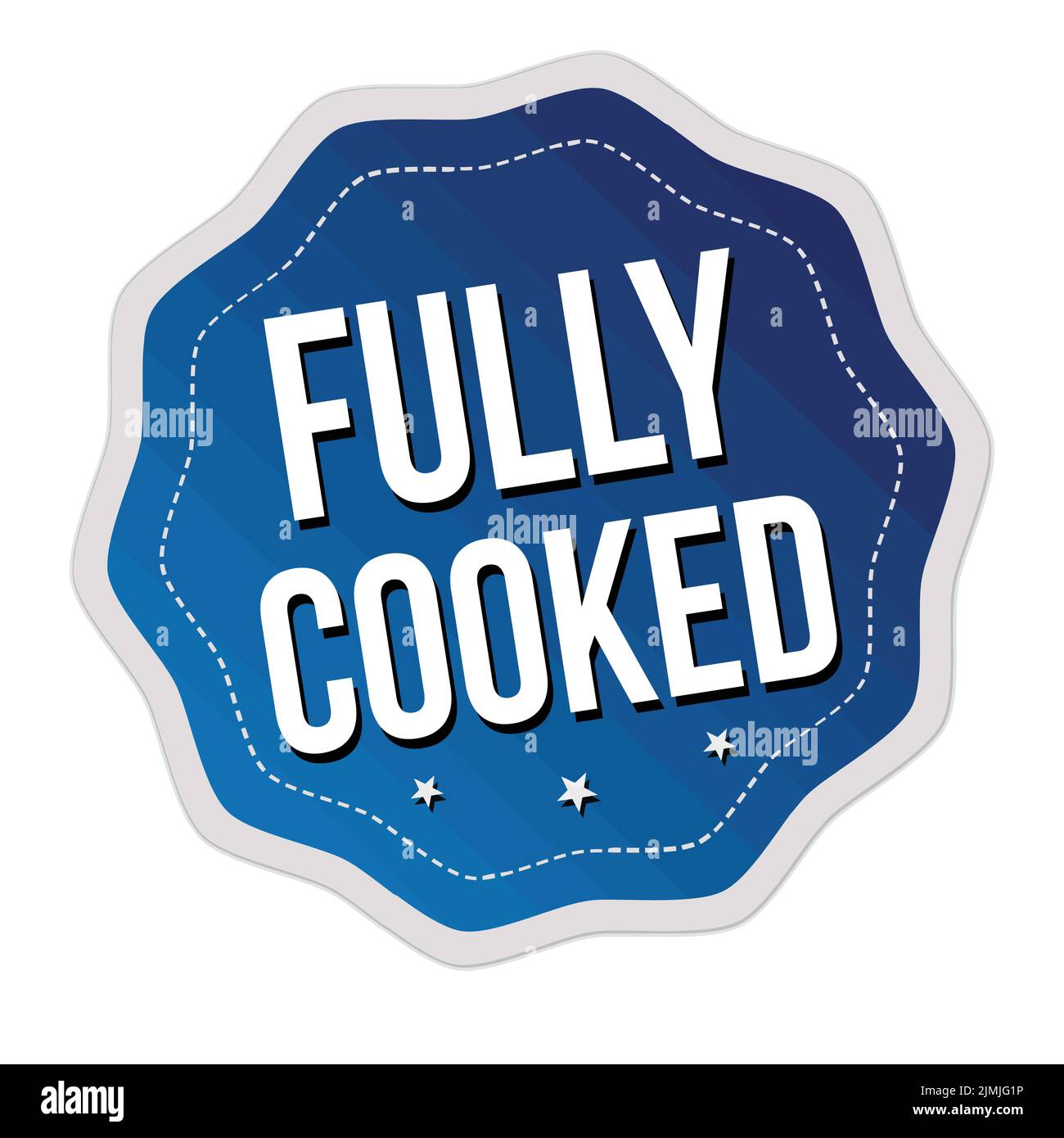 Fully cooked label or sticker on white background, vector illustration ...