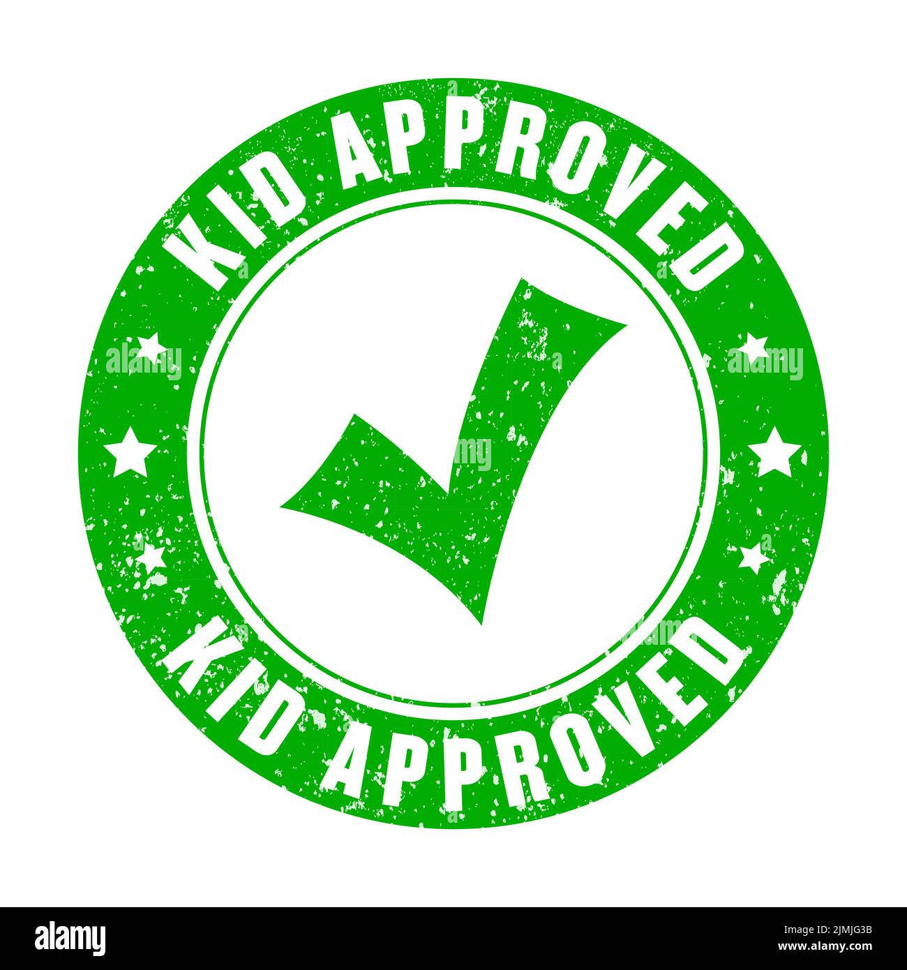 Kid approved green round stamp on white background Stock Vector Image ...