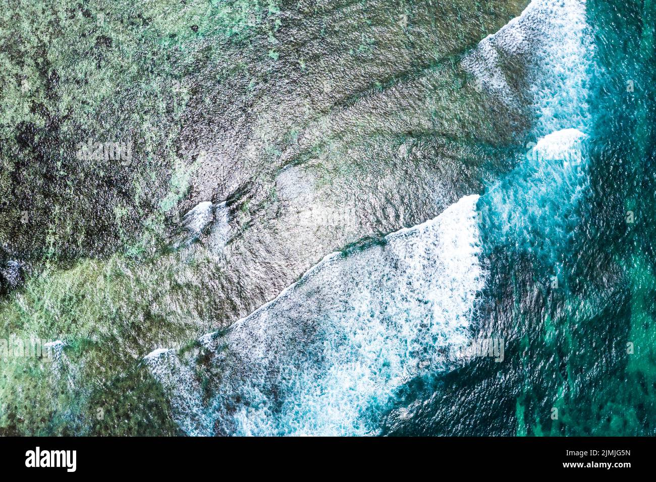 Aerial view, le Morne beach with coral reefs, Mauritius, Africa Stock ...