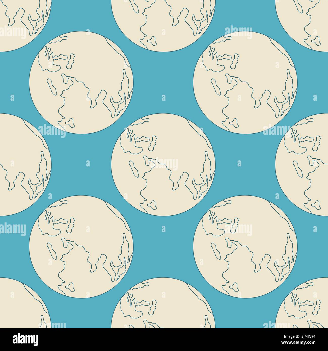 Planet earth engraved seamless pattern. Vintage sphere of world in hand ...