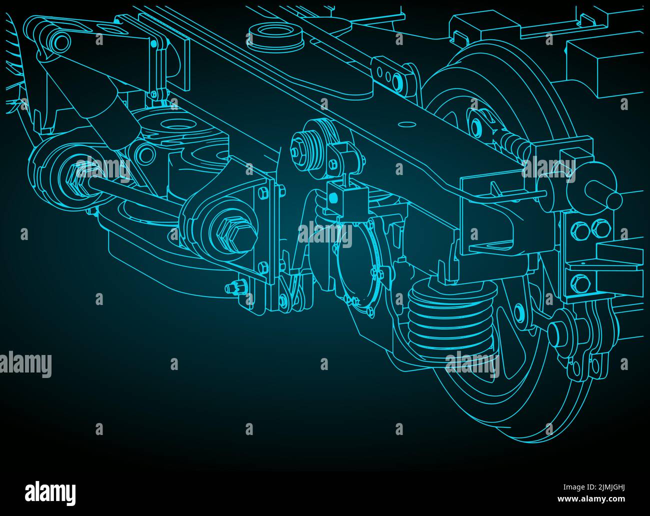 Stylized vector illustration of railway bogie close up Stock Vector ...