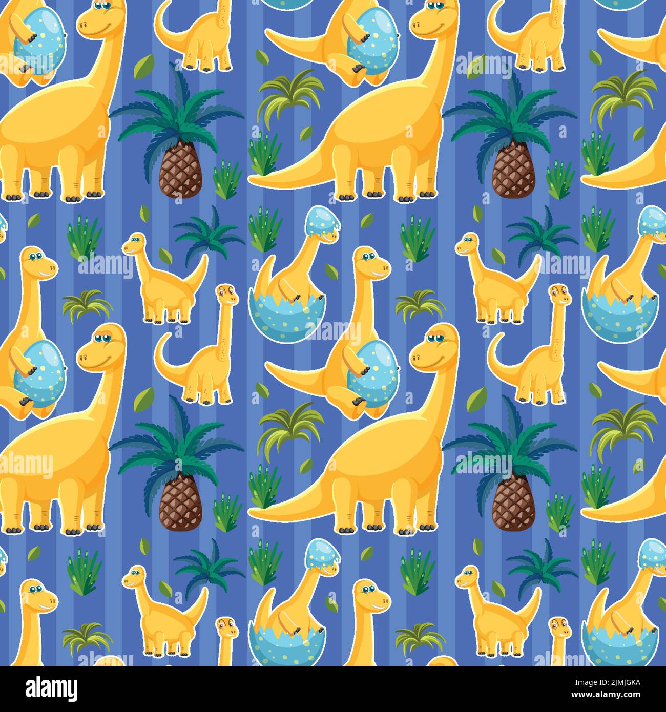 Cute dinosaur seamless pattern illustration Stock Vector Image & Art ...
