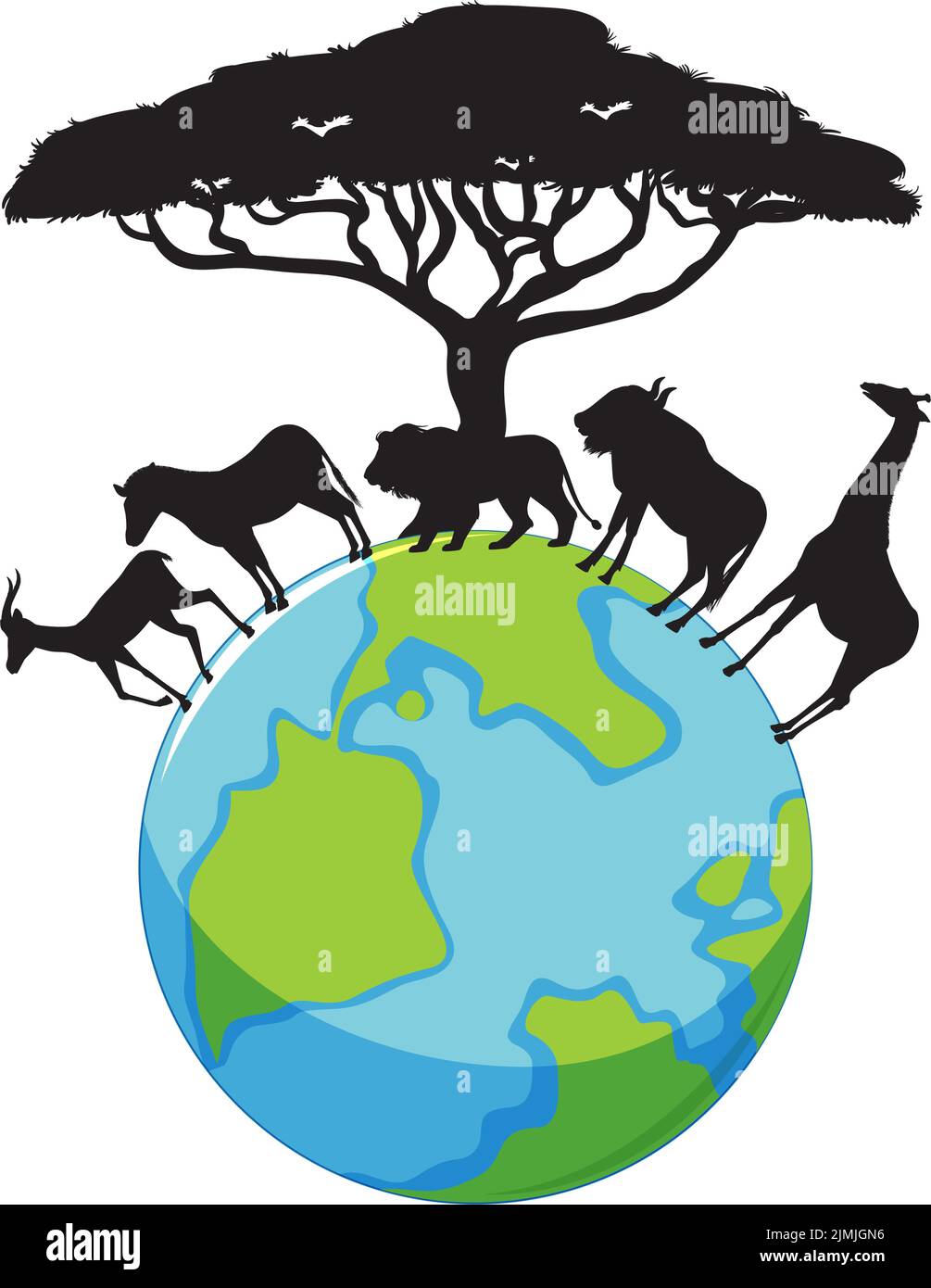 Animals on earth icon on white background illustration Stock Vector ...