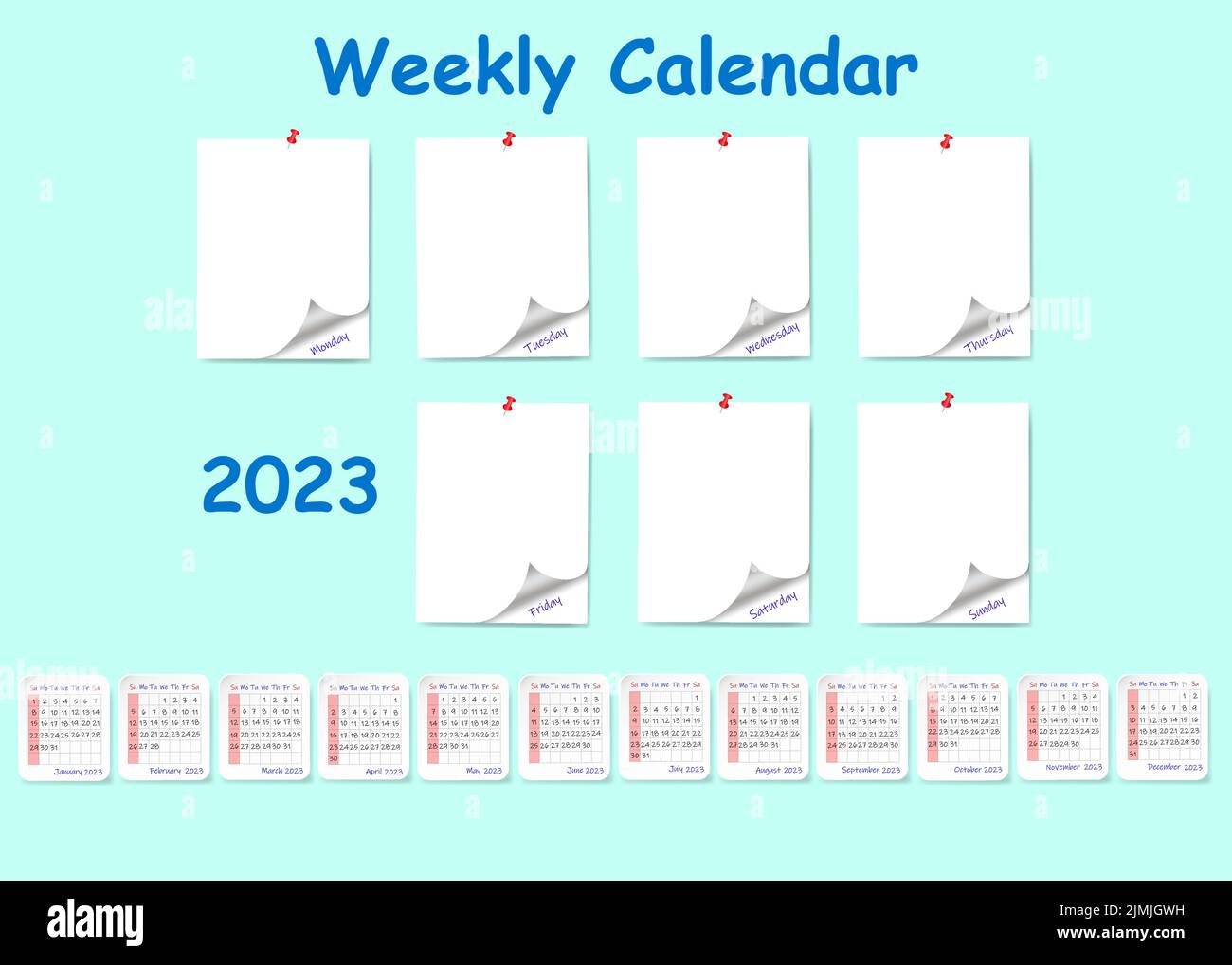 Calendar for 2023 with blank sheets for daily planning Stock Vector ...