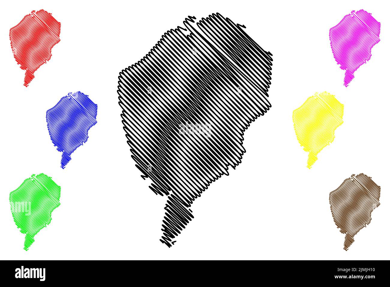 Varaldsoy island (Kingdom of Norway) map vector illustration, scribble ...