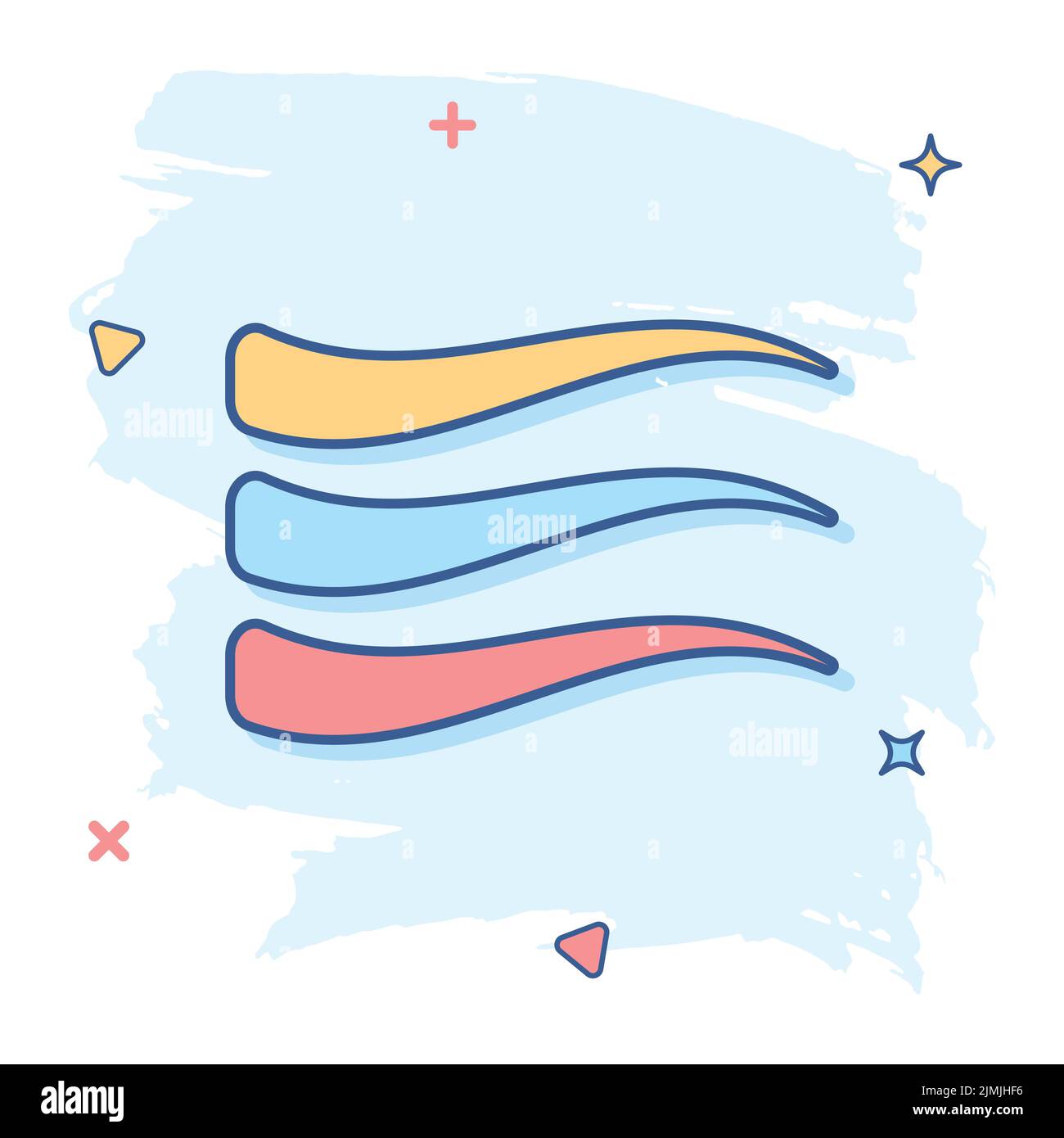 Cartoon wave icon in comic style. Flow sign illustration pictogram ...