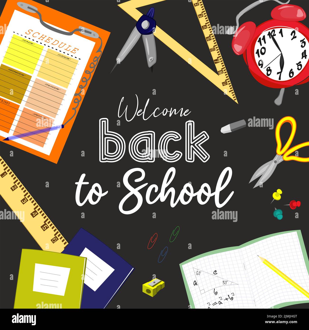 Back to school vector set of elements. Big educational clipart ...