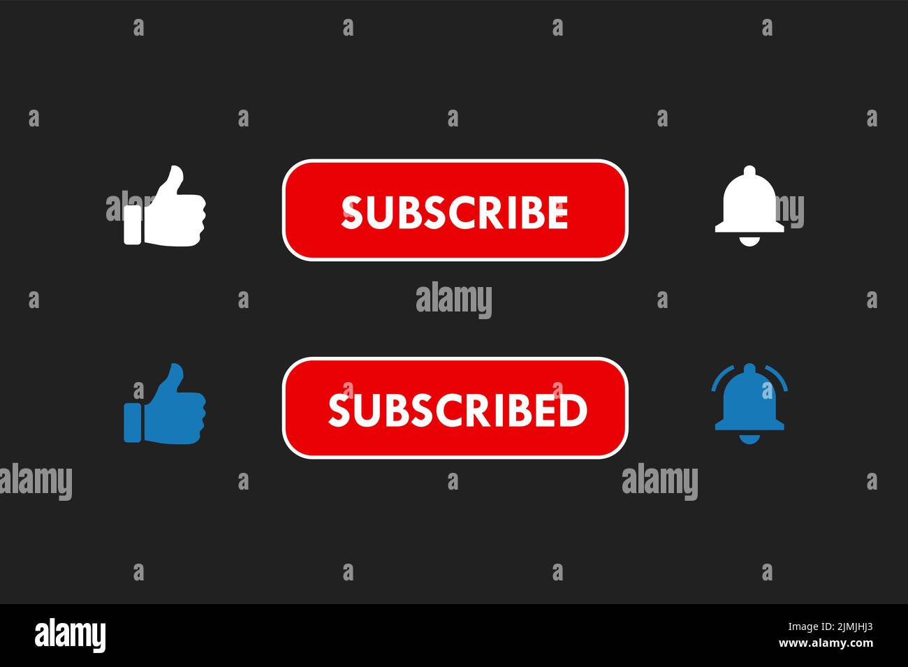 Like Subscribe Bell Buttons Banner Content Creator Channel Icons Growth ...