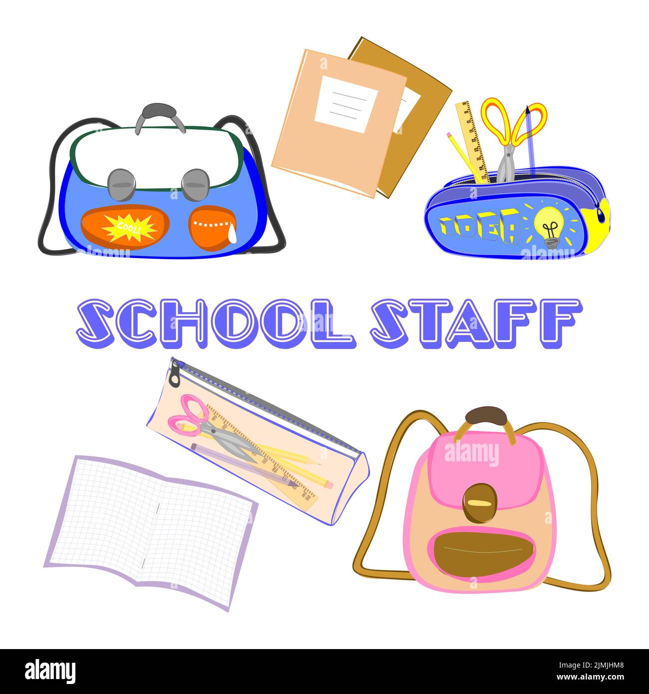 School staff vector set of elements. Educational clipart collection ...