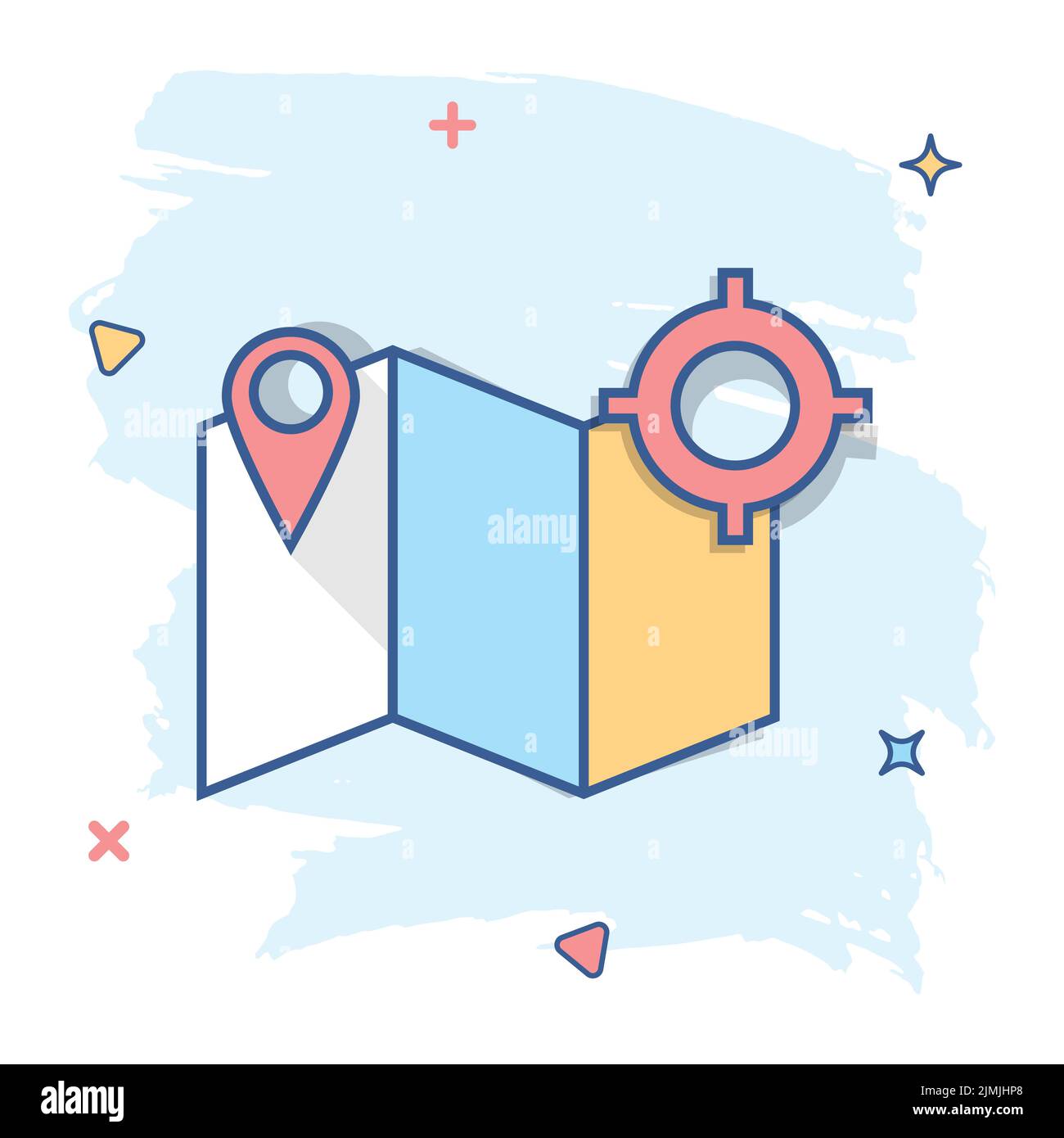 Cartoon map pin icon in comic style. Location gps illustration ...