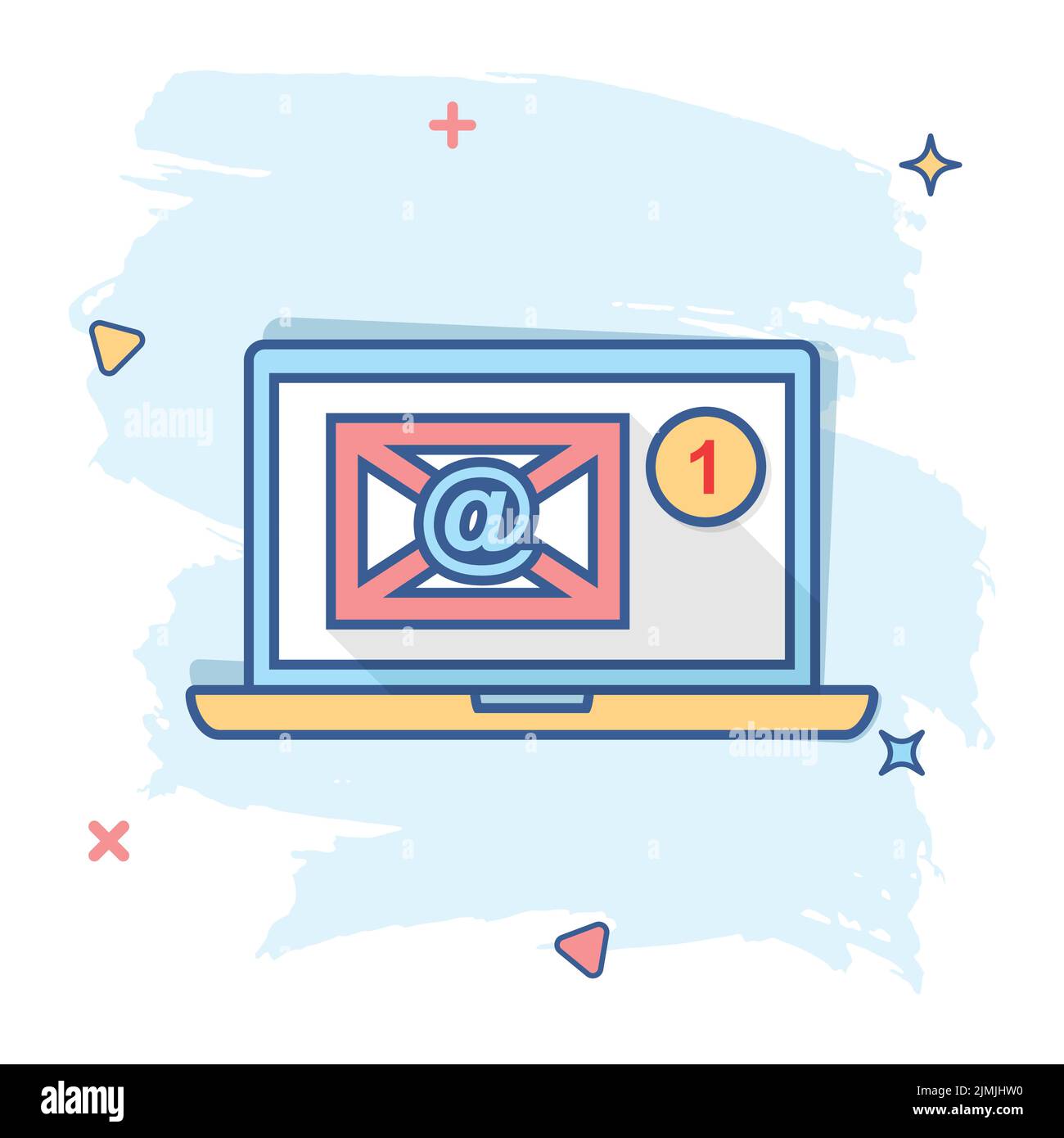 Vector cartoon email envelope message icon in comic style. Mail sign ...