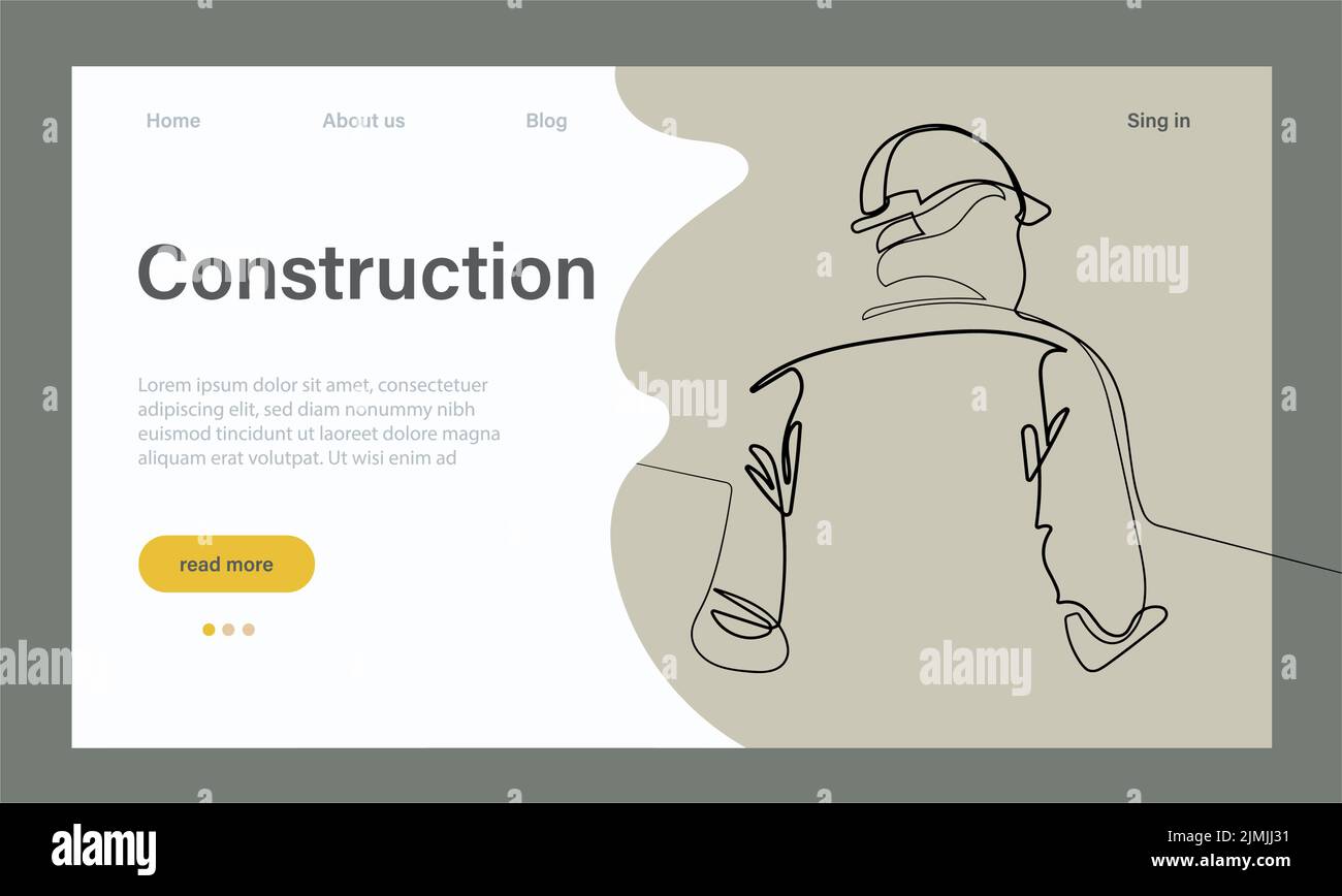 Vector landing page of architecture works with protective face masks ...