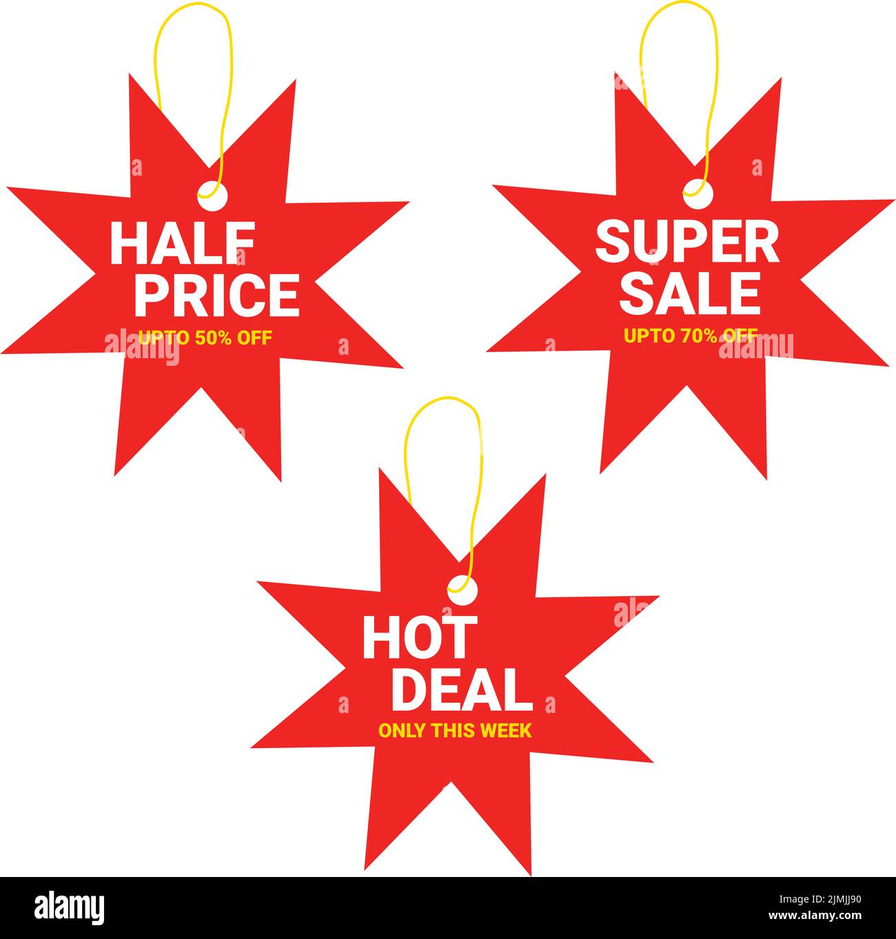 A digital illustration of online shopping red hot deal, half price, and ...