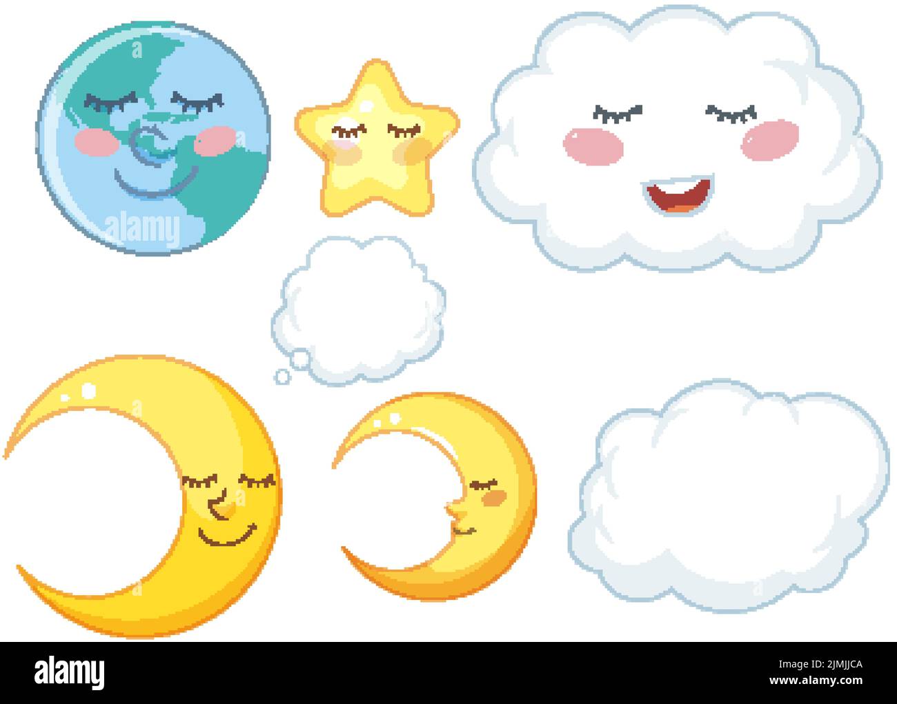 Set of weather icons with face expression illustration Stock Vector ...
