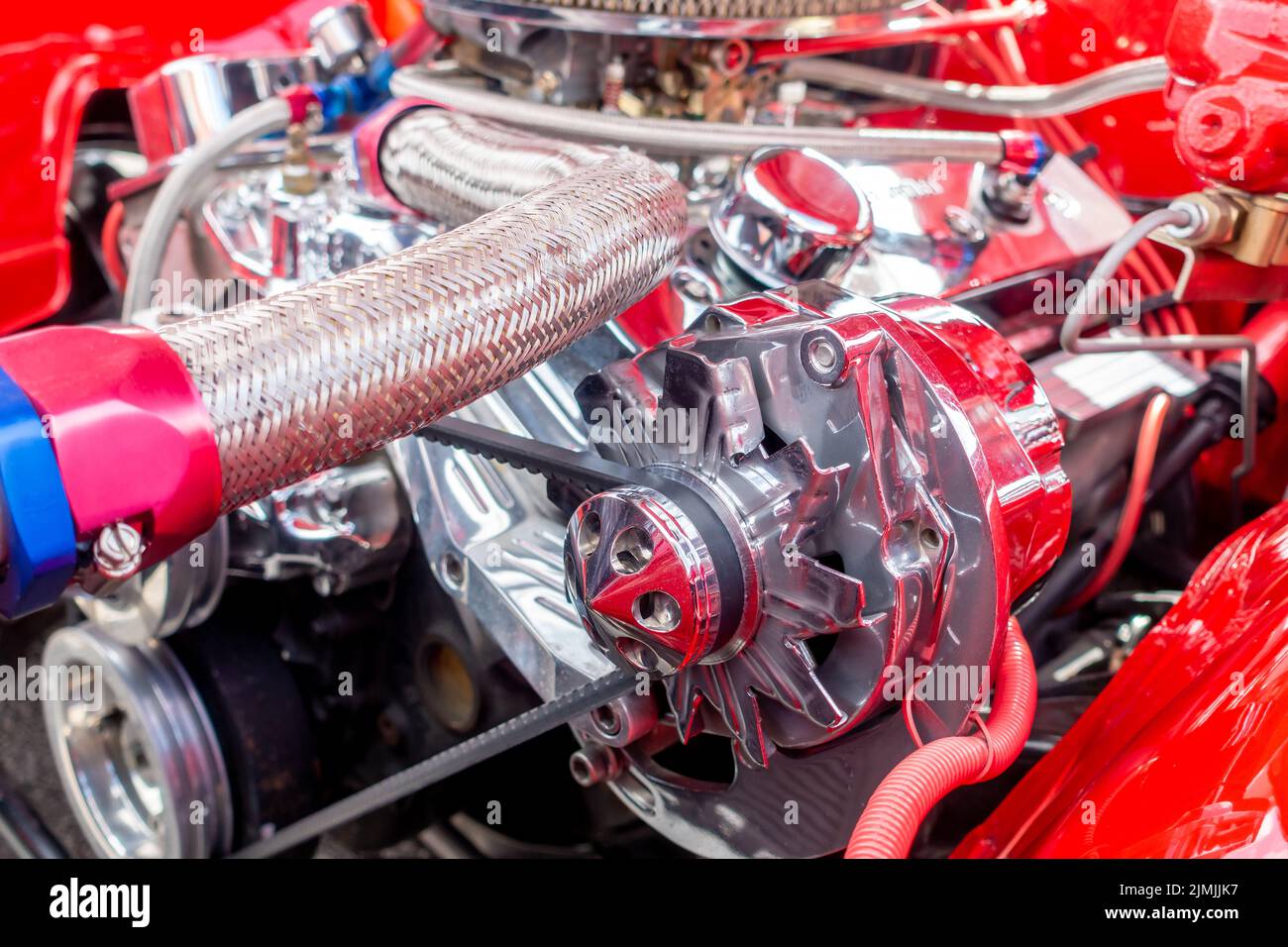 Old vintage retro upgraded classic car engine Stock Photo - Alamy