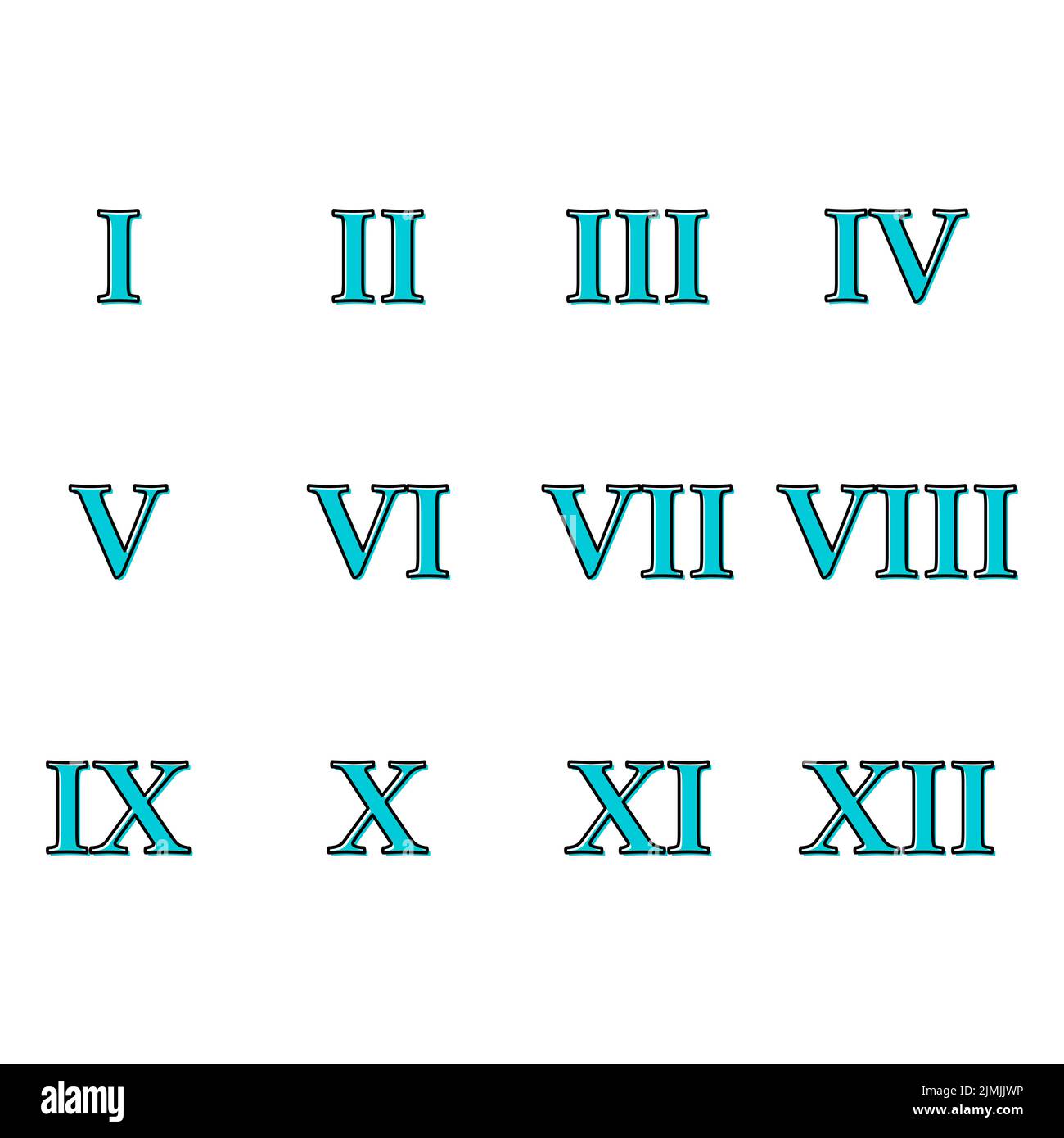 Set of roman numeral number icon, letter typography style sign ...