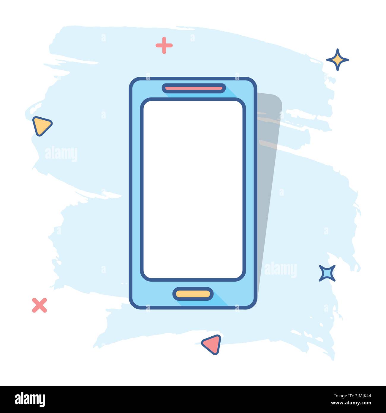 Cartoon smartphone icon in comic style. Mobile phone illustration ...