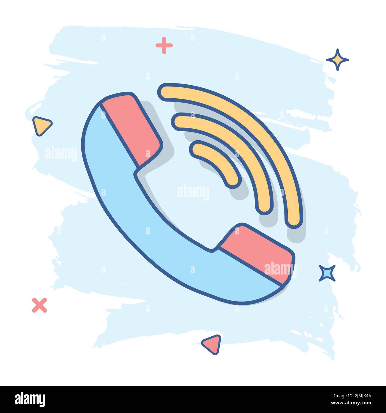 Cartoon phone icon in comic style. Call illustration pictogram. Contact ...