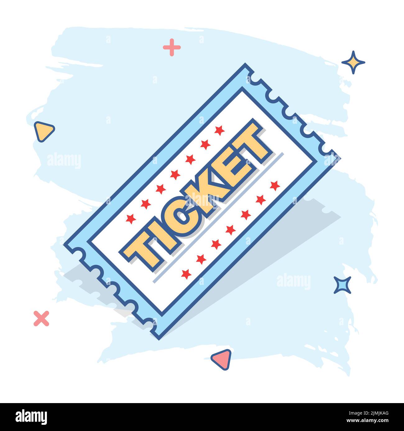 Cartoon ticket icon in comic style. Admit one illustration pictogram ...