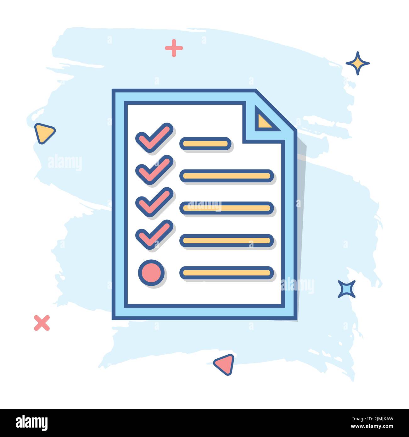 Cartoon checklist icon in comic style. Document check illustration ...
