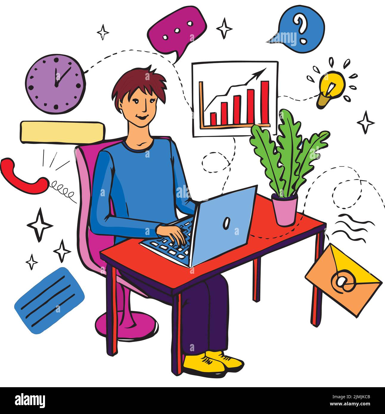 Sales business. Business illustration. Manager in office. Business in ...