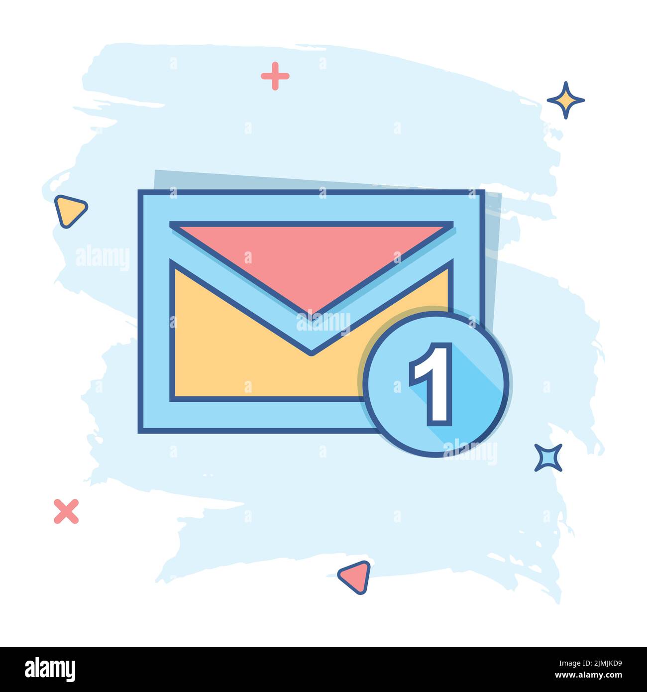 Vector cartoon email envelope message icon in comic style. Mail sign ...